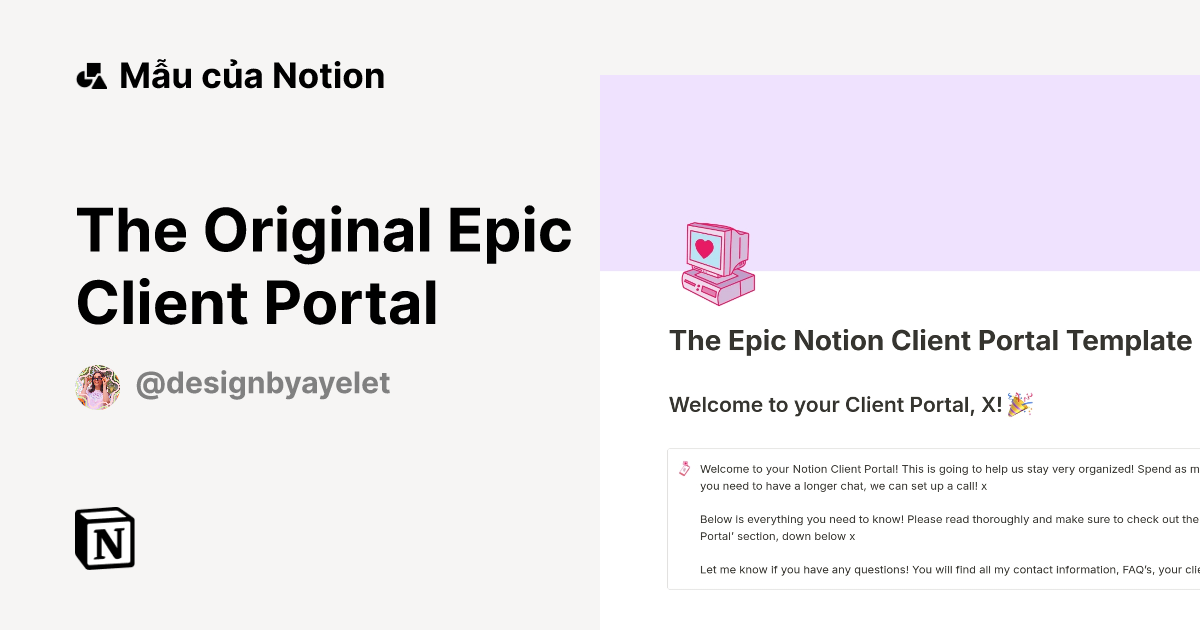Mẫu The Original Epic Client Portal | Thị trường Notion