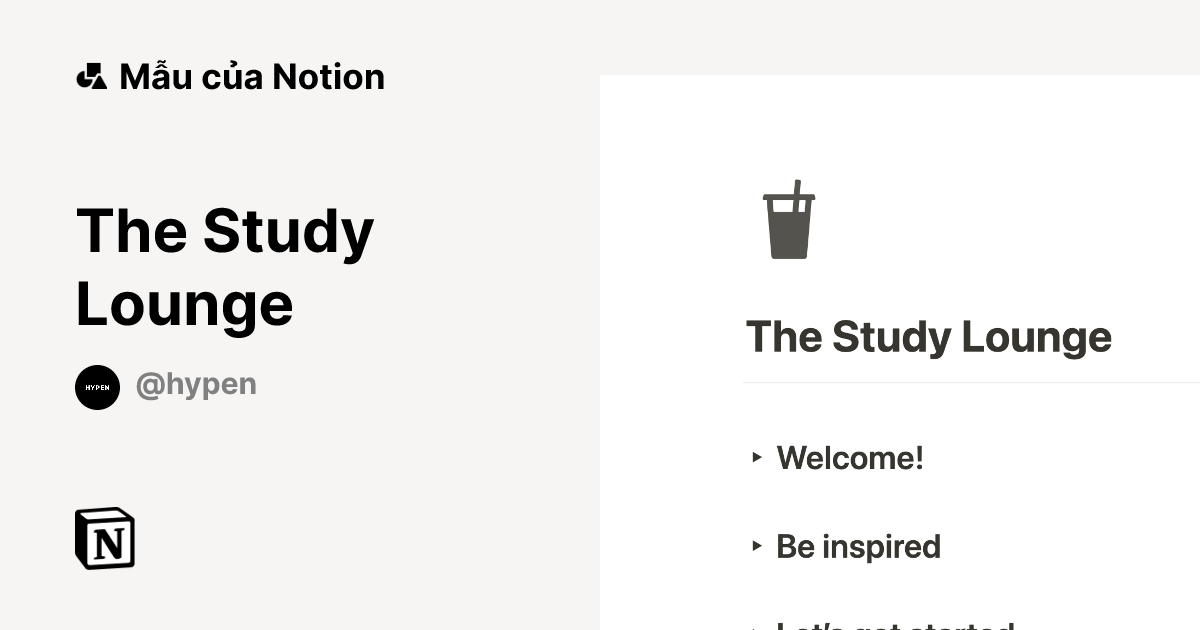 Mẫu The Study Lounge | Thị trường Notion