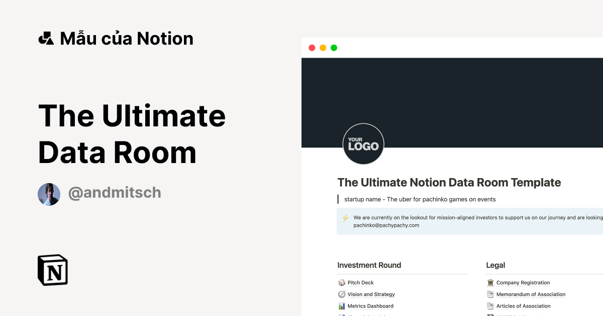 Mẫu The Ultimate Data Room | Thị trường Notion