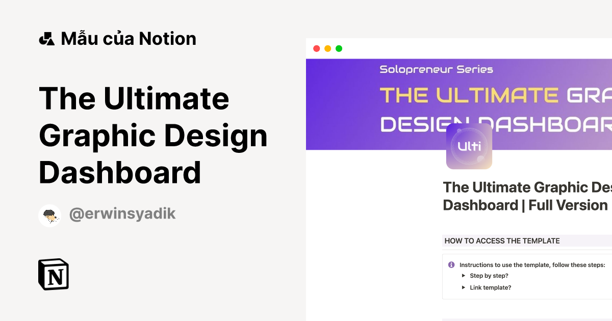 Mẫu The Ultimate Graphic Design Dashboard | Thị trường Notion