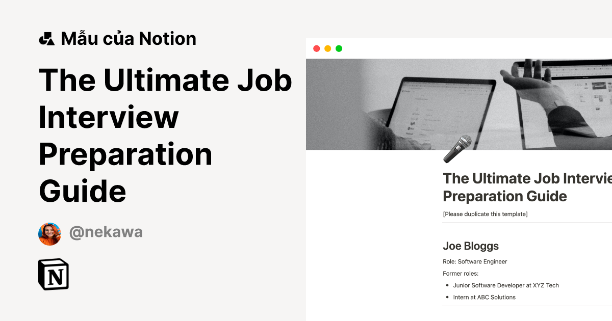The Ultimate Job Interview Preparation Guide Mẫu do Lina Kalysh tạo | Thị trường Notion