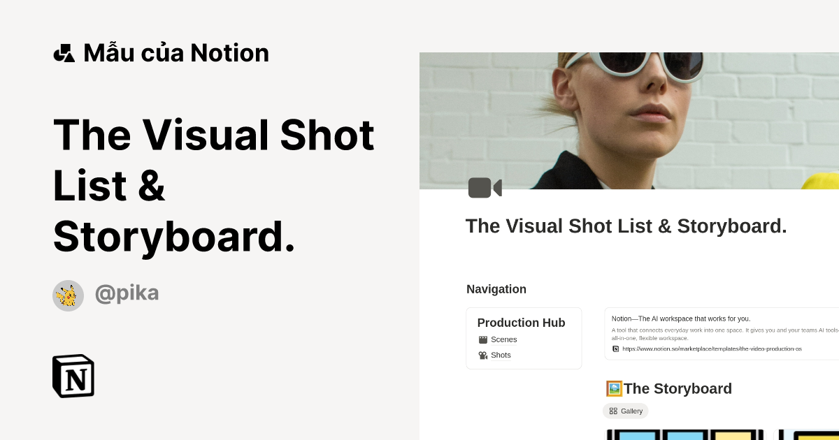 Mẫu The Visual Shot List & Storyboard. | Thị trường Notion