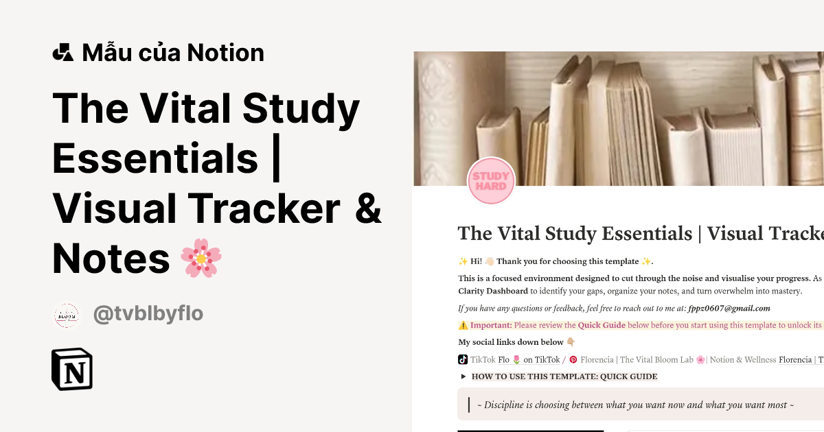 The Vital Study Essentials | Visual Tracker & Notes 🌸 Mẫu do The Vital ...