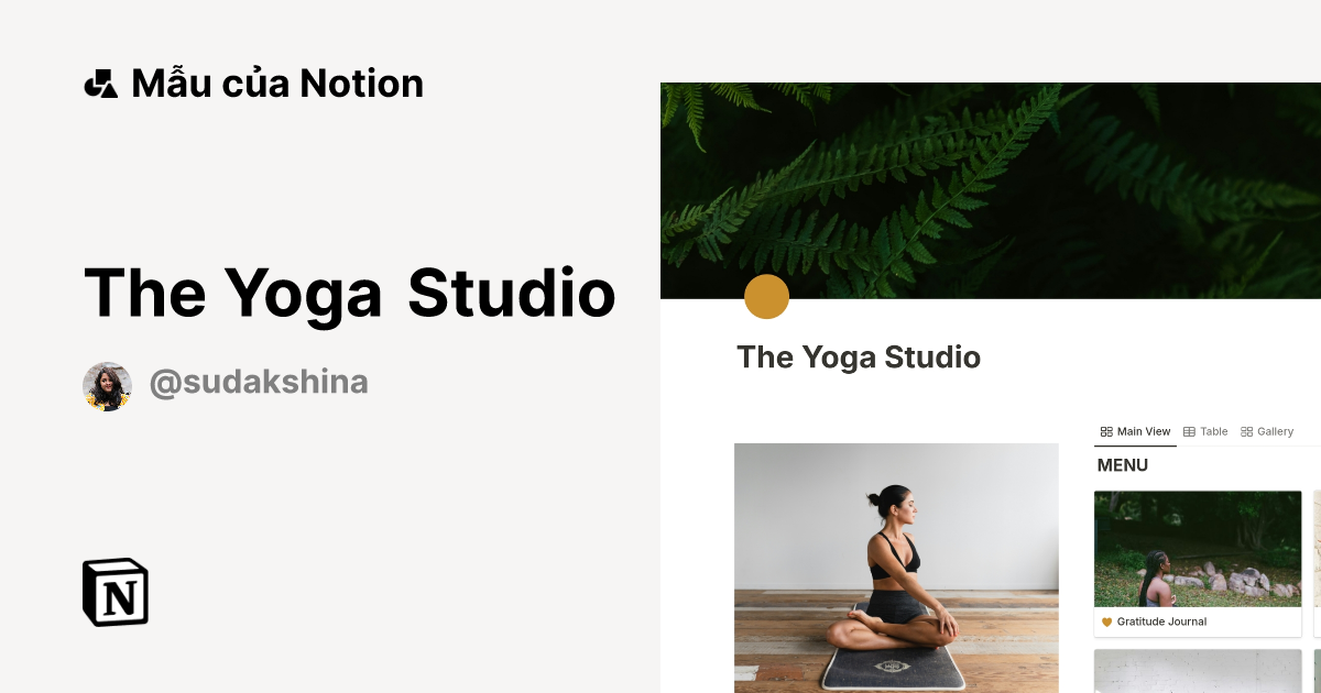 Mẫu The Yoga Studio | Thị trường Notion