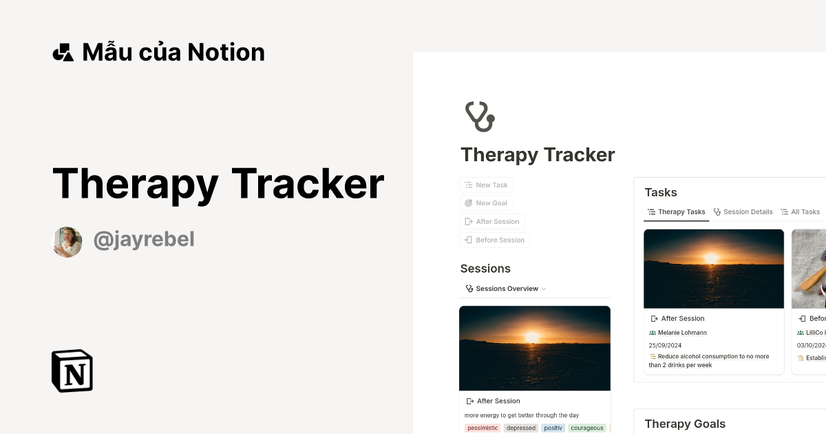 Mẫu Therapy Tracker | Thị trường Notion