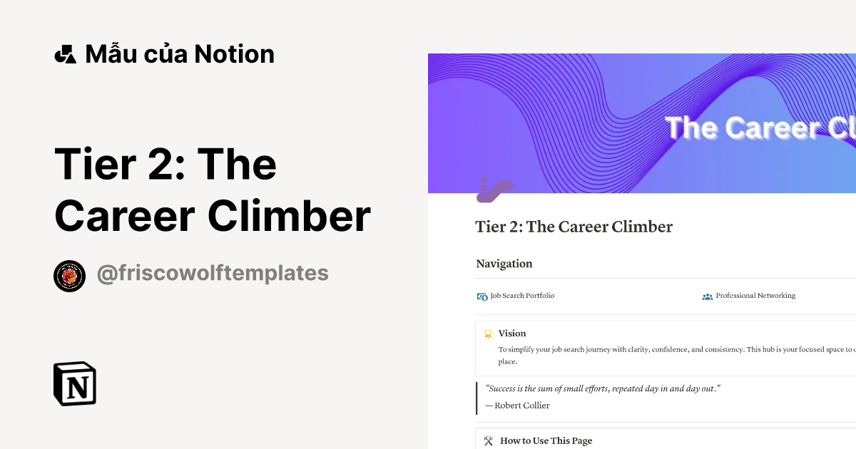 Mẫu Tier 2: The Career Climber | Thị trường Notion