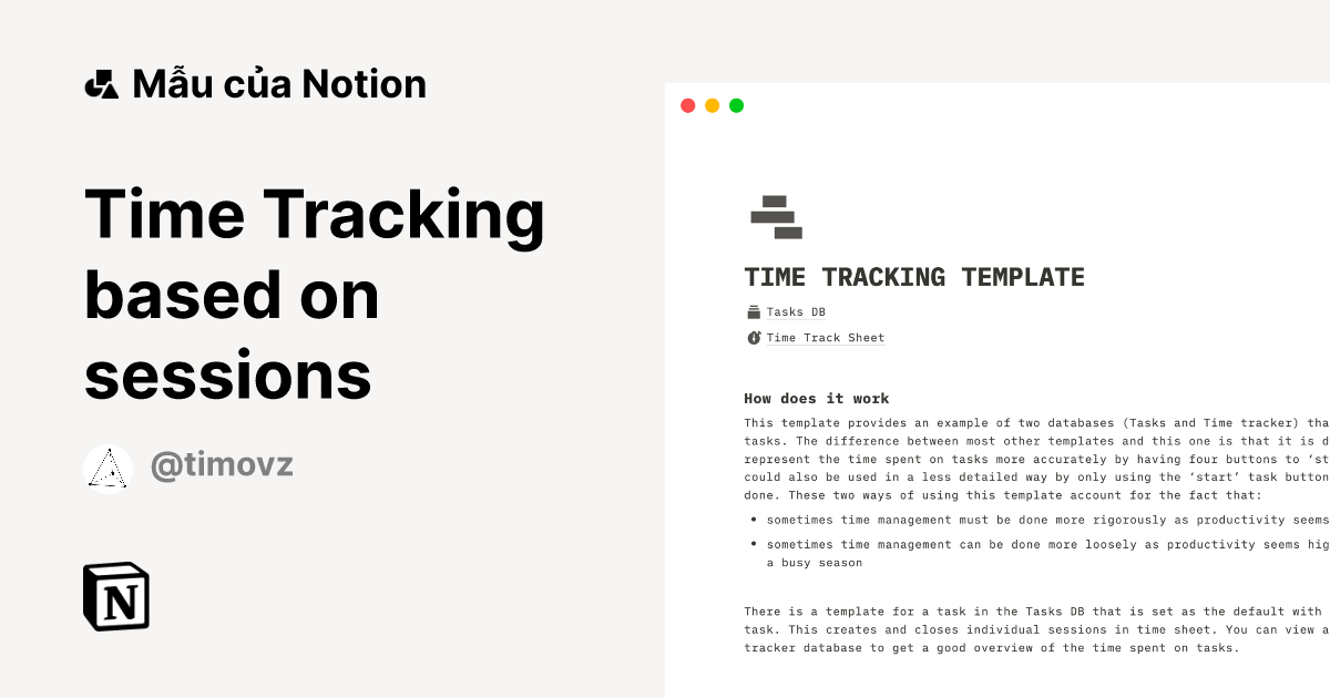 Mẫu Time Tracking based on sessions | Thị trường Notion