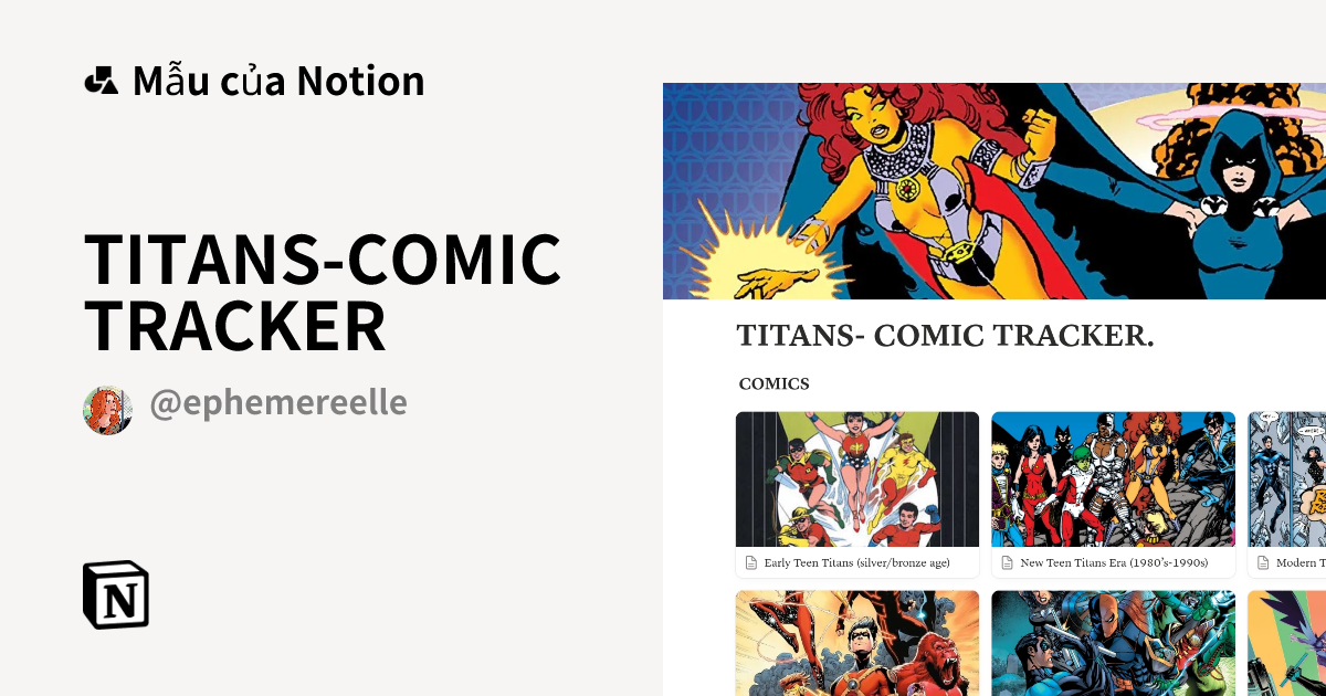 TITANS-COMIC TRACKER Mẫu do Oli tạo | Thị trường Notion