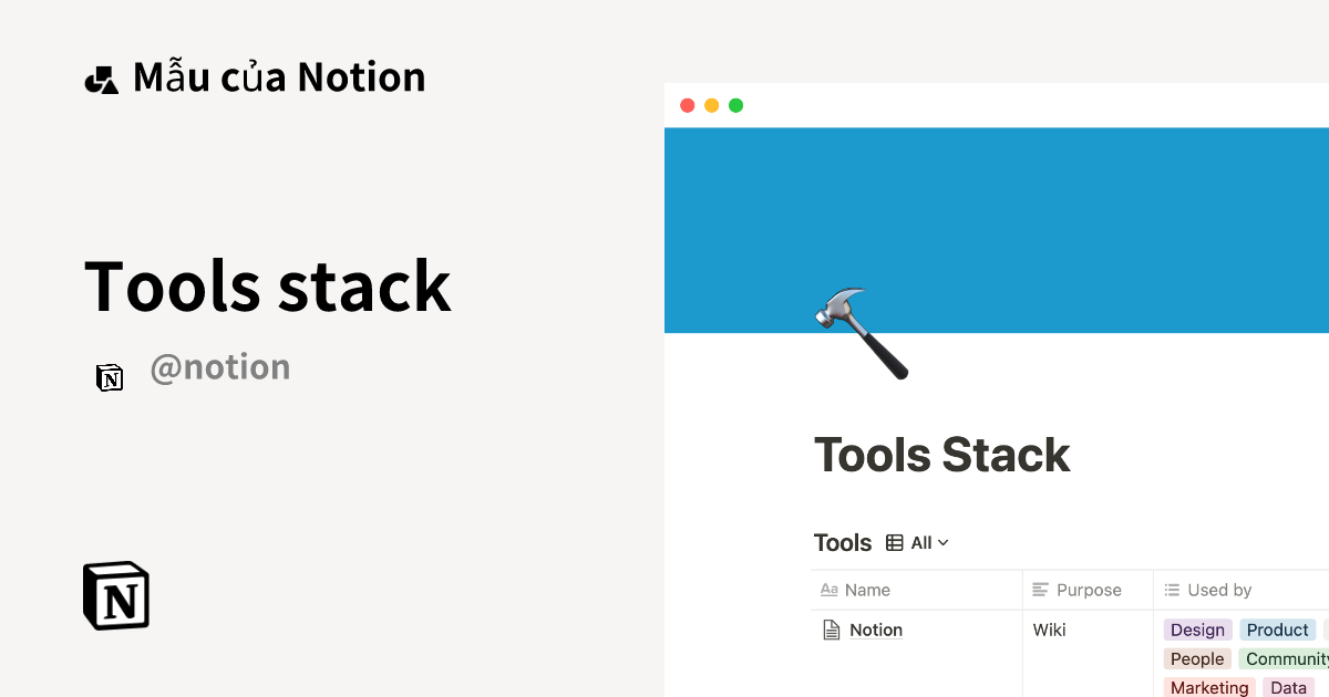 Mẫu Tools stack 2025 | Thị trường Notion