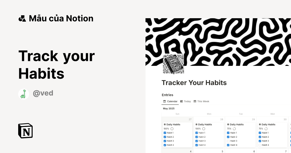 Track your Habits Mẫu do VED tạo | Thị trường Notion