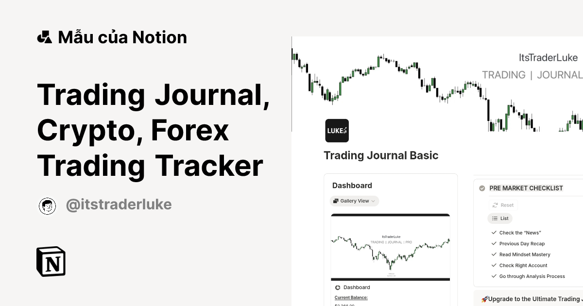 Trading Journal, Crypto, Forex Trading Tracker Mẫu do Luke Trading ...