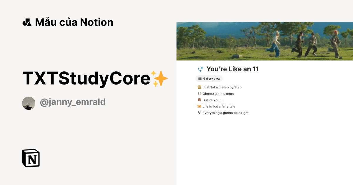 TXTStudyCore Mẫu do Emrald tạo | Thị trường Notion