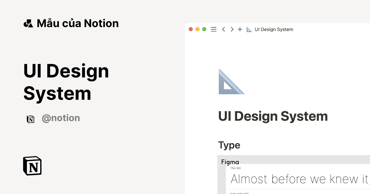 UI Design System Mẫu do Notion tạo | Thị trường Notion