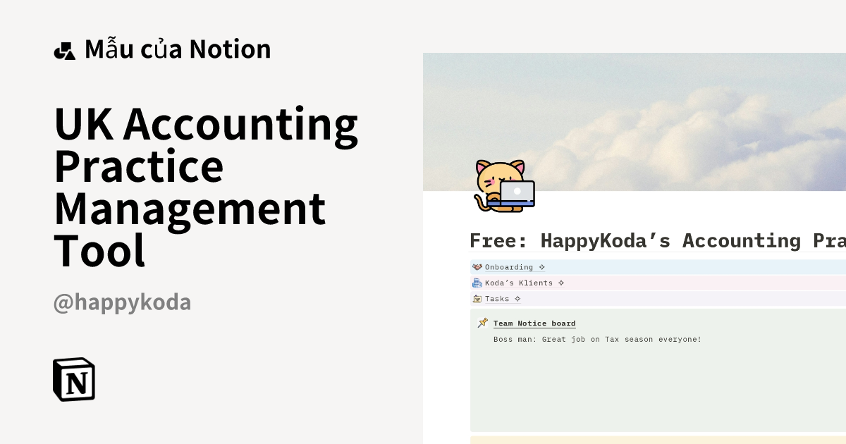 Mẫu UK Accounting Practice Management Tool | Thị trường Notion