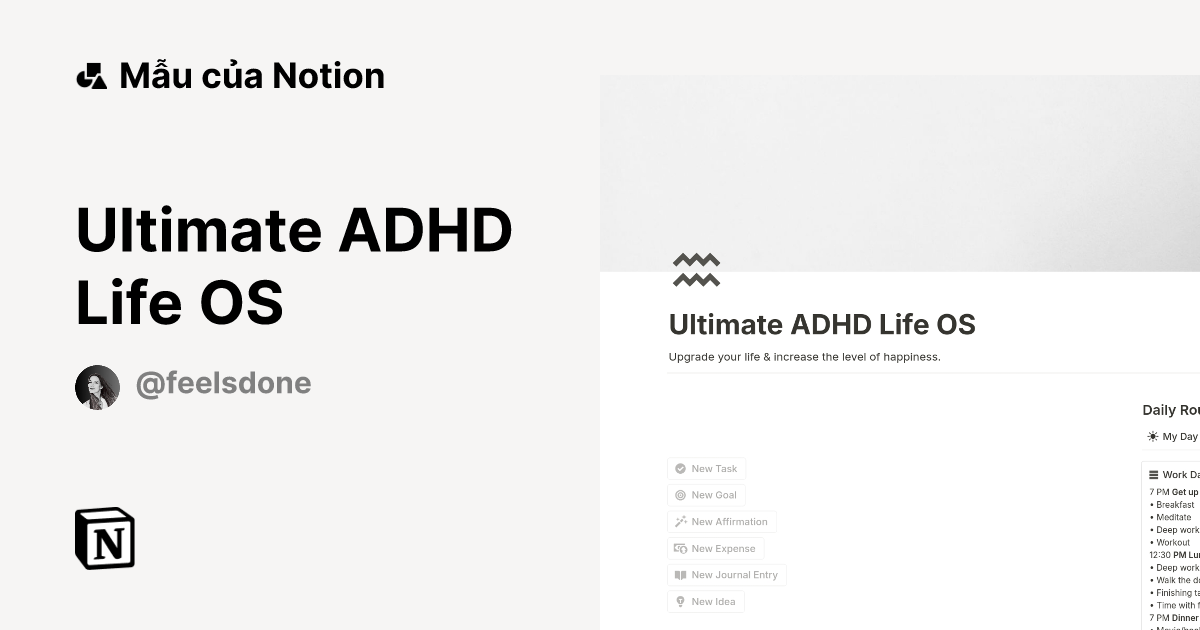 Mẫu Ultimate ADHD Life OS | Thị trường Notion
