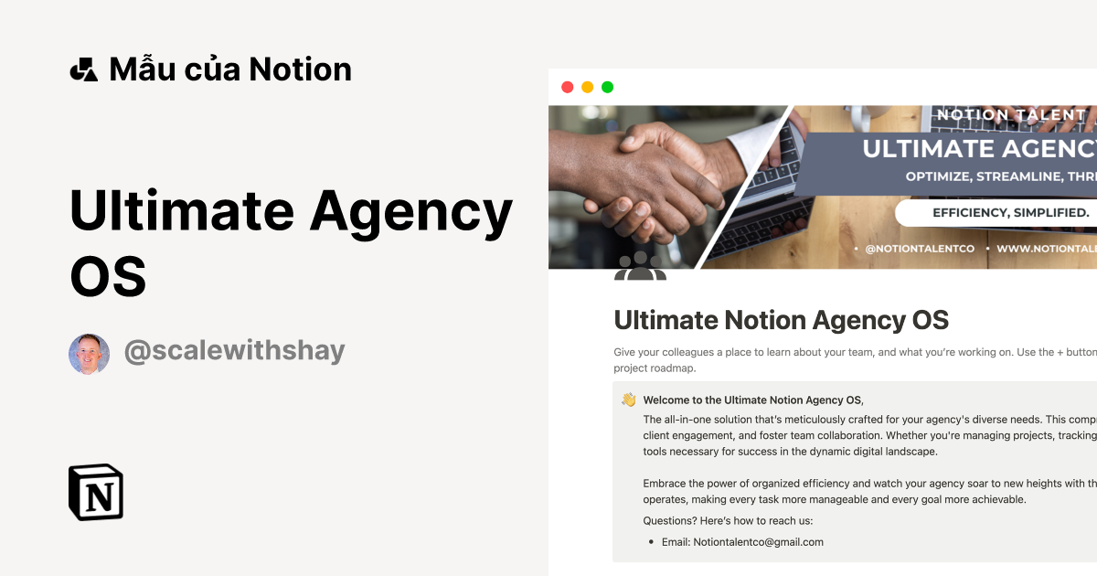 Ultimate Agency OS Mẫu do Shay Campbell (Notion Talent co.) tạo | Thị trường Notion