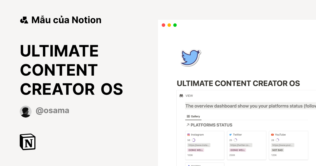 Mẫu ULTIMATE CONTENT CREATOR OS | Thị trường Notion