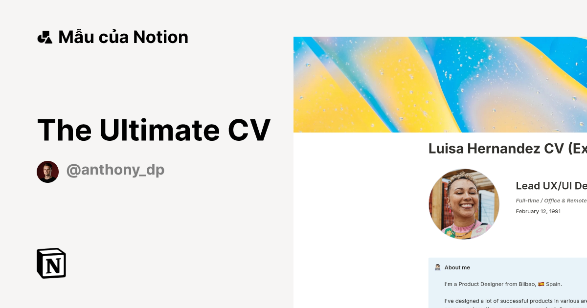 Mẫu The Ultimate CV | Thị trường Notion
