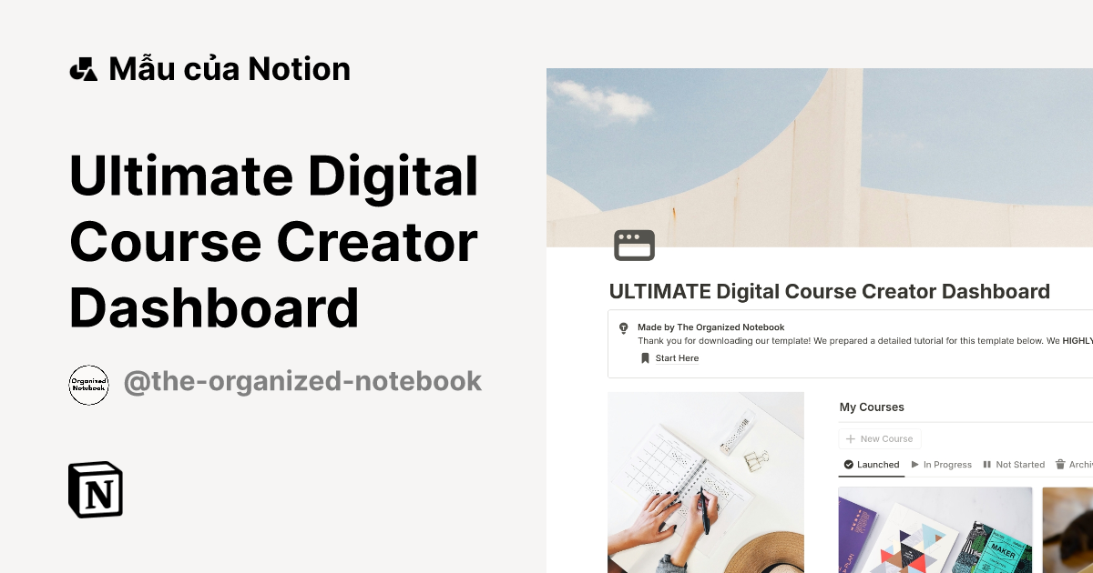 Mẫu Ultimate Digital Course Creator Dashboard | Thị trường Notion