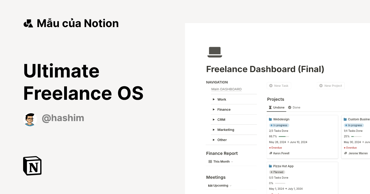 Ultimate Freelance OS Mẫu do Hashim Sultan tạo | Thị trường Notion
