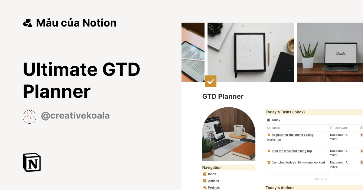 Mẫu Ultimate GTD Planner | Thị trường Notion