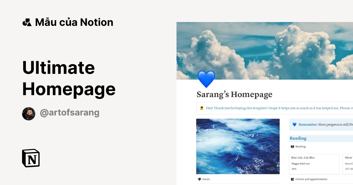 Mẫu Ultimate Homepage | Thị trường Notion