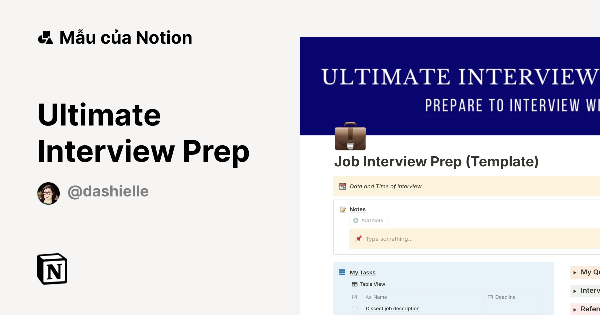 Mẫu Ultimate Interview Prep | Thị trường Notion