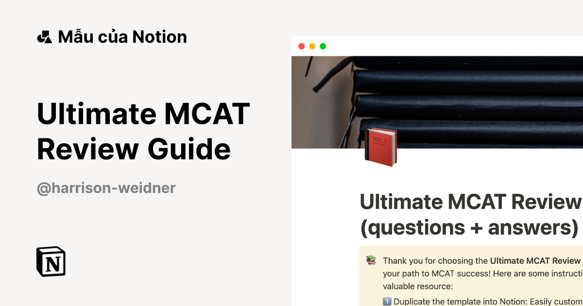 Mẫu Ultimate MCAT Review Guide | Thị trường Notion
