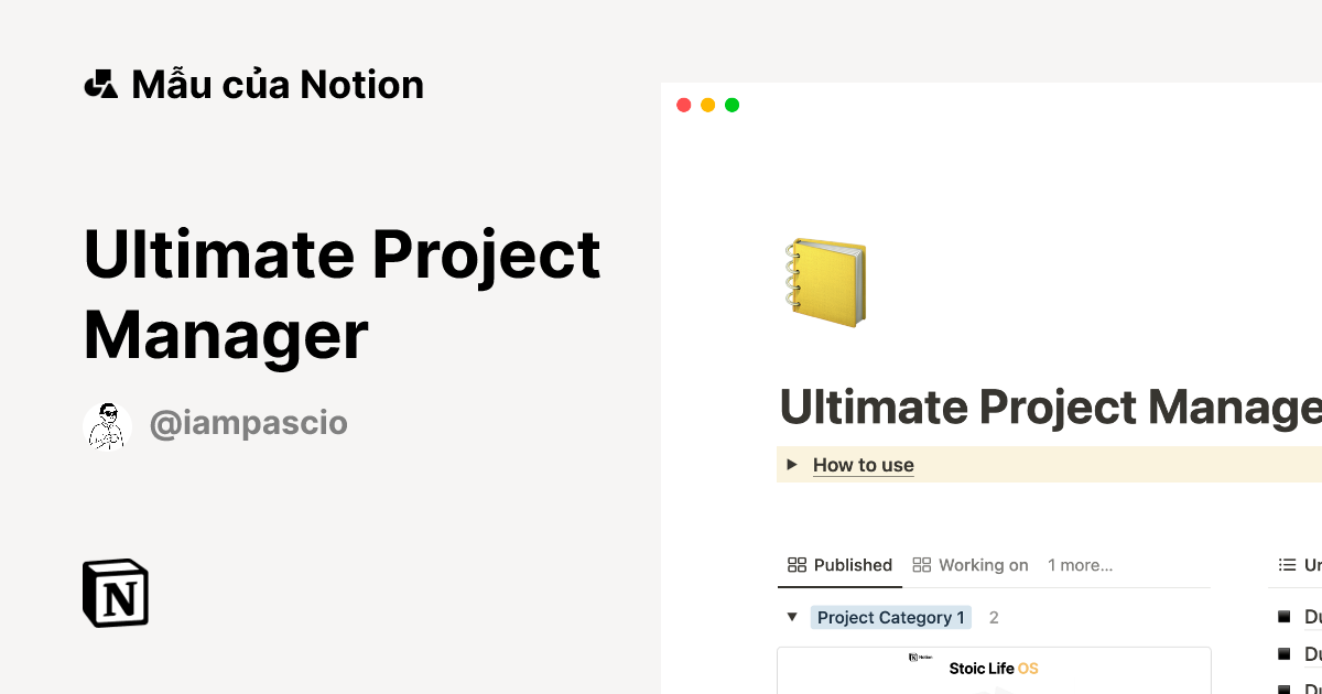 Mẫu Ultimate Project Manager | Thị trường Notion