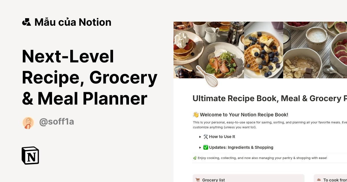 Next-Level Recipe, Grocery & Meal Planner Mẫu do sof(t) space tạo | Thị ...