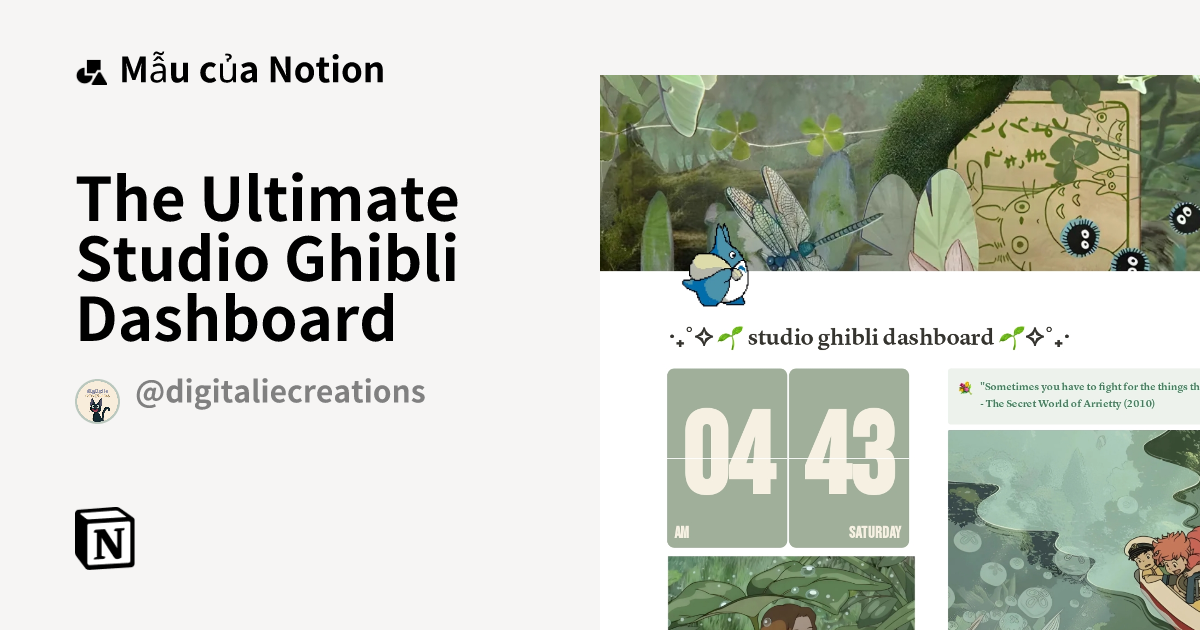 Mẫu The Ultimate Studio Ghibli Dashboard | Thị trường Notion