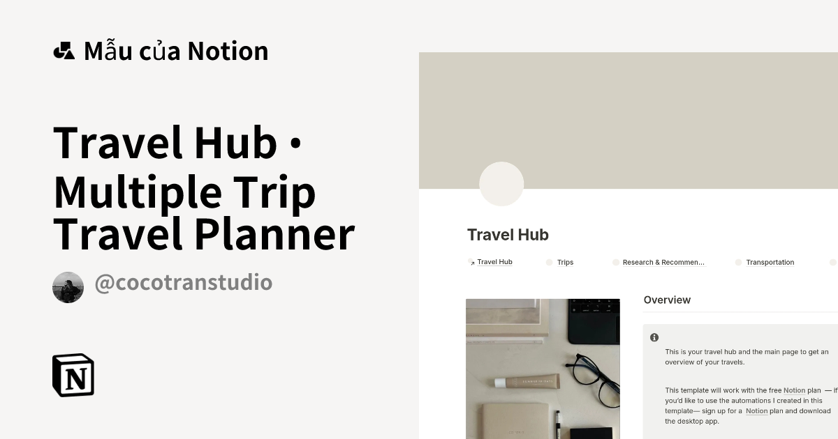 Travel Hub • Multiple Trip Travel Planner Mẫu do Coco Tran Studio tạo ...