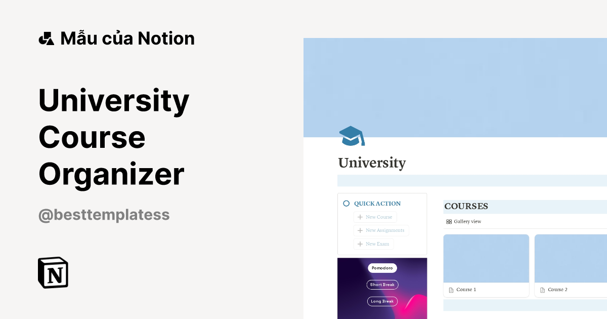 University Course Organizer Mẫu do Roaa's Templates tạo | Thị trường Notion