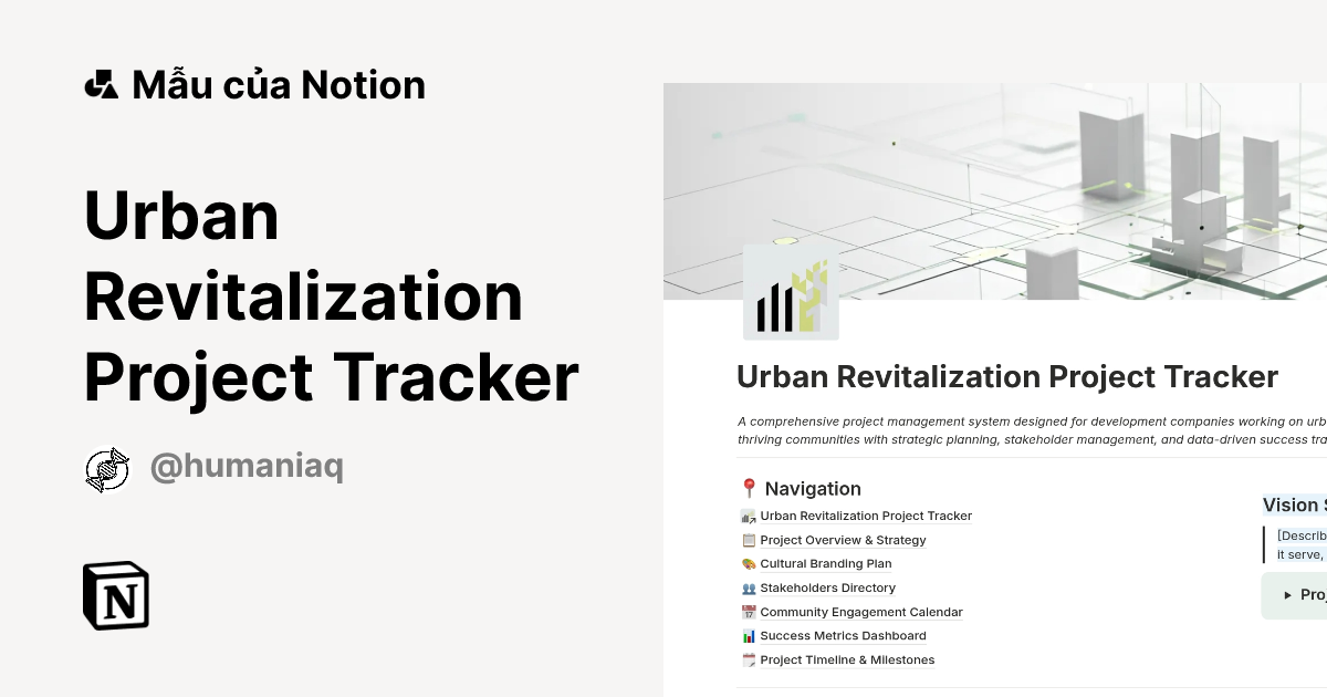 Mẫu Urban Revitalization Project Tracker | Thị trường Notion