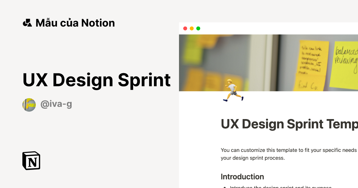 UX Design Sprint Mẫu do Iva G tạo | Thị trường Notion