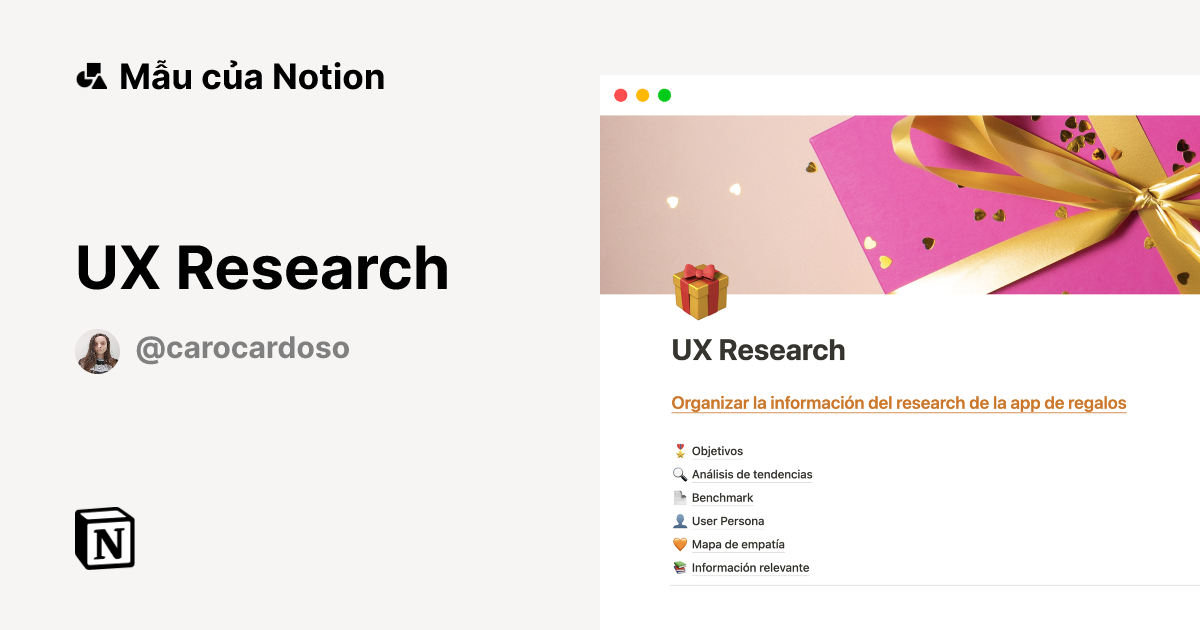 UX Research Mẫu do Caro Cardoso tạo | Thị trường Notion