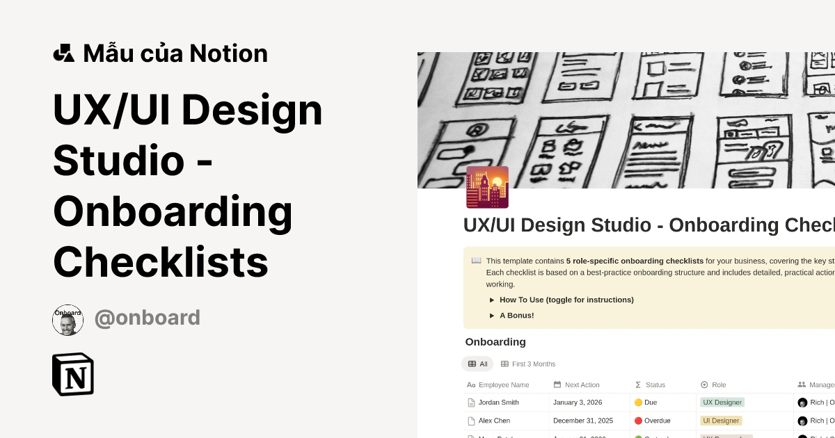 UX/UI Design Studio - Onboarding Checklists Mẫu do Onboarding ...