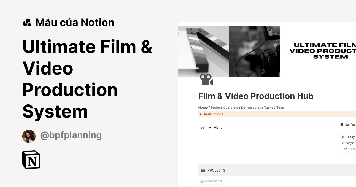 Mẫu Ultimate Film & Video Production System | Thị trường Notion