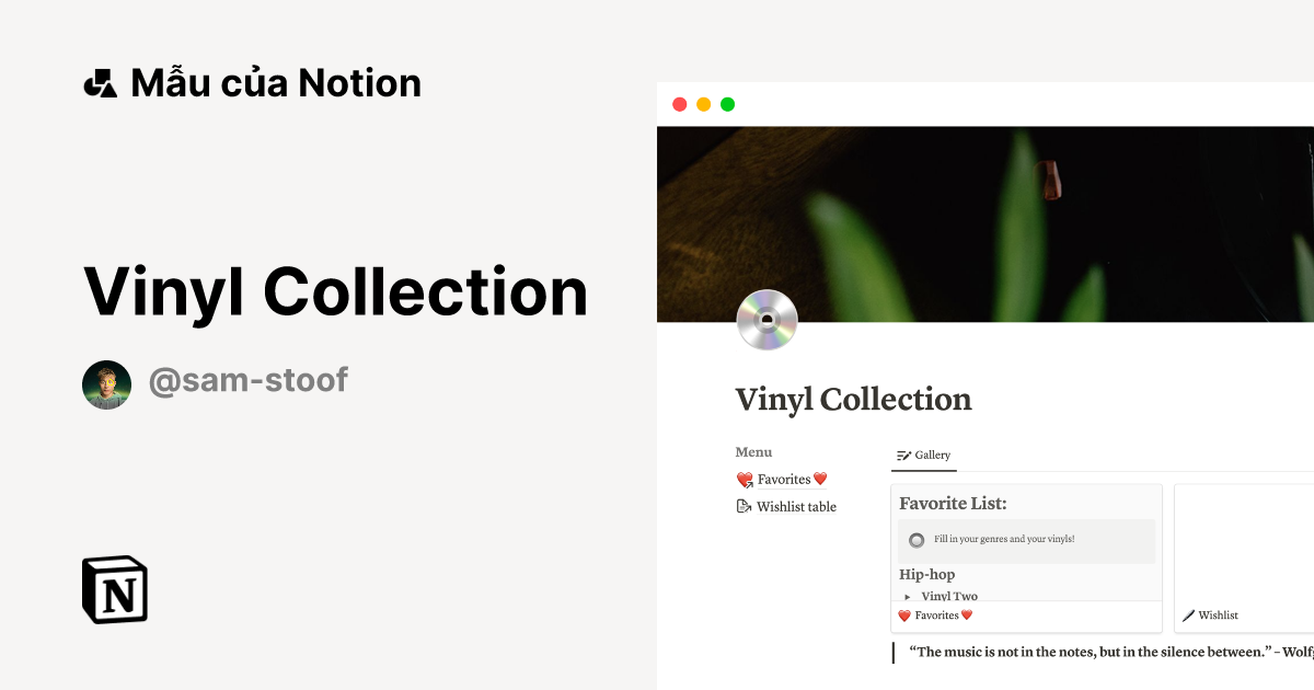 Mẫu Vinyl Collection | Thị trường Notion