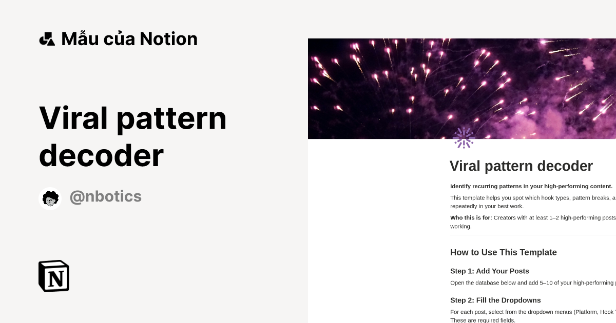 Mẫu Viral pattern decoder | Thị trường Notion