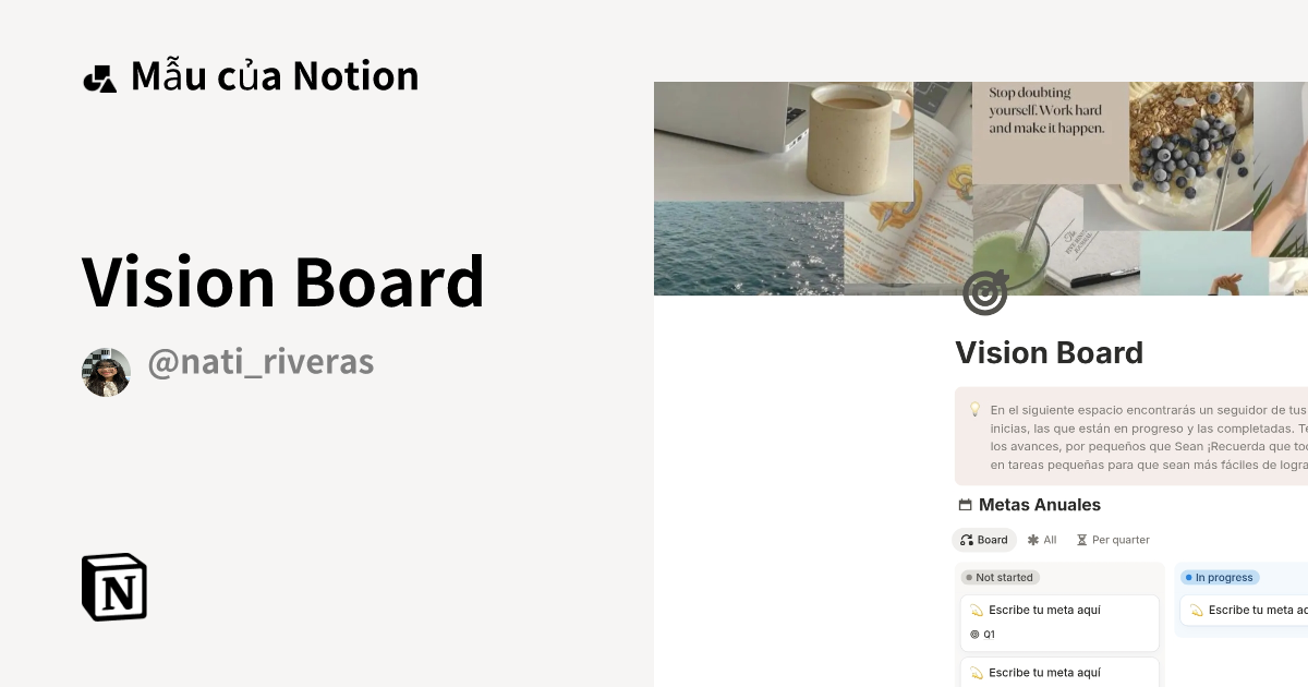 Mẫu Vision Board | Thị trường Notion