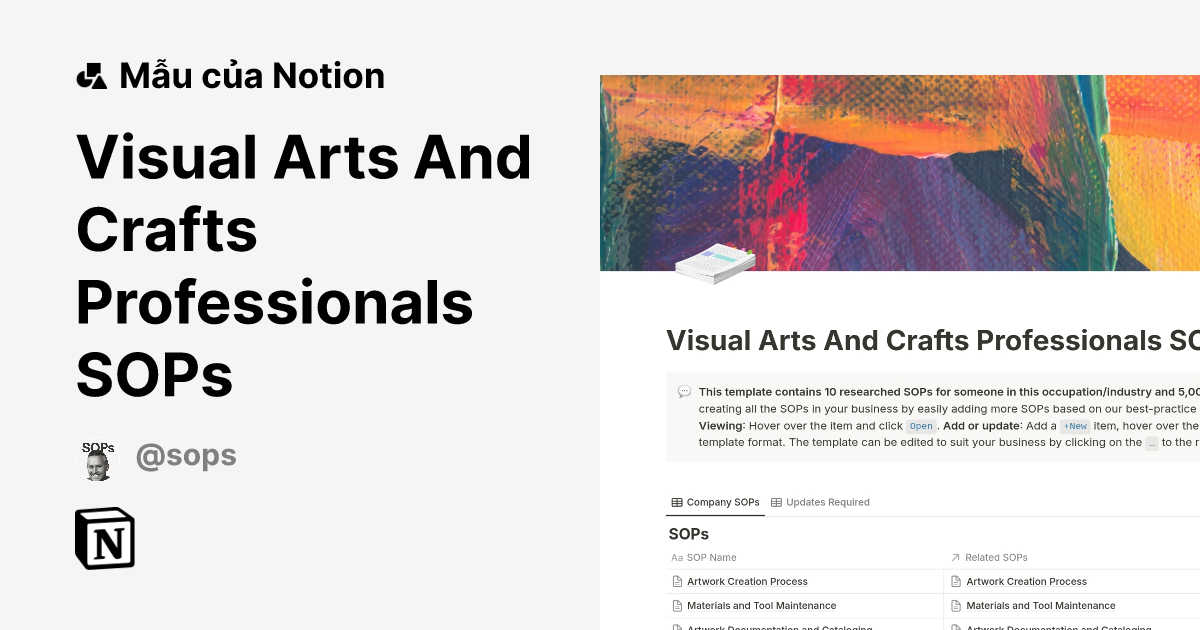Visual Arts And Crafts Professionals SOPs Mẫu do SOPs tạo | Thị trường ...