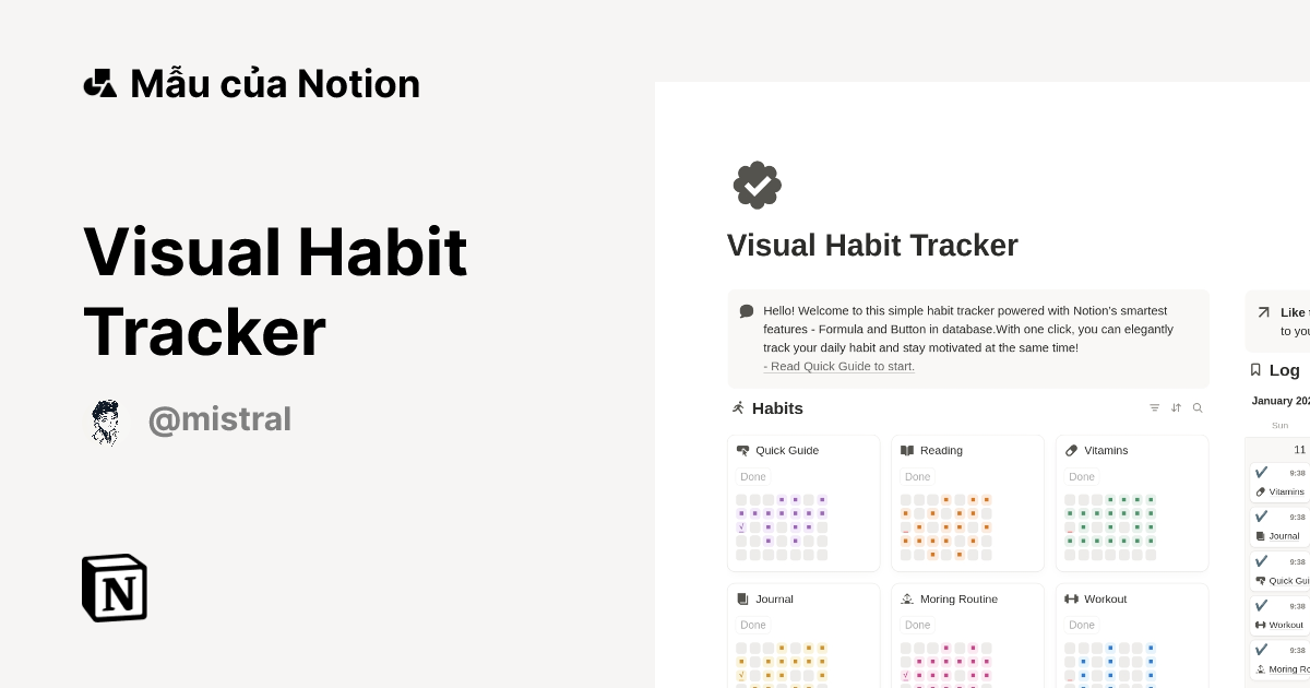 Mẫu Visual Habit Tracker | Thị trường Notion