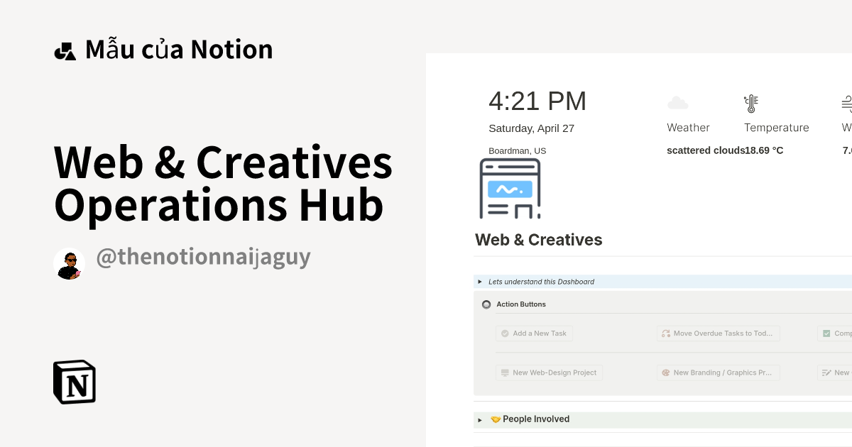 Web & Creatives Operations Hub Mẫu do The NotionNaija Guy tạo | Thị trường Notion