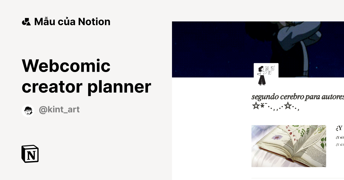 Webcomic creator planner Mẫu do Kint tạo | Thị trường Notion