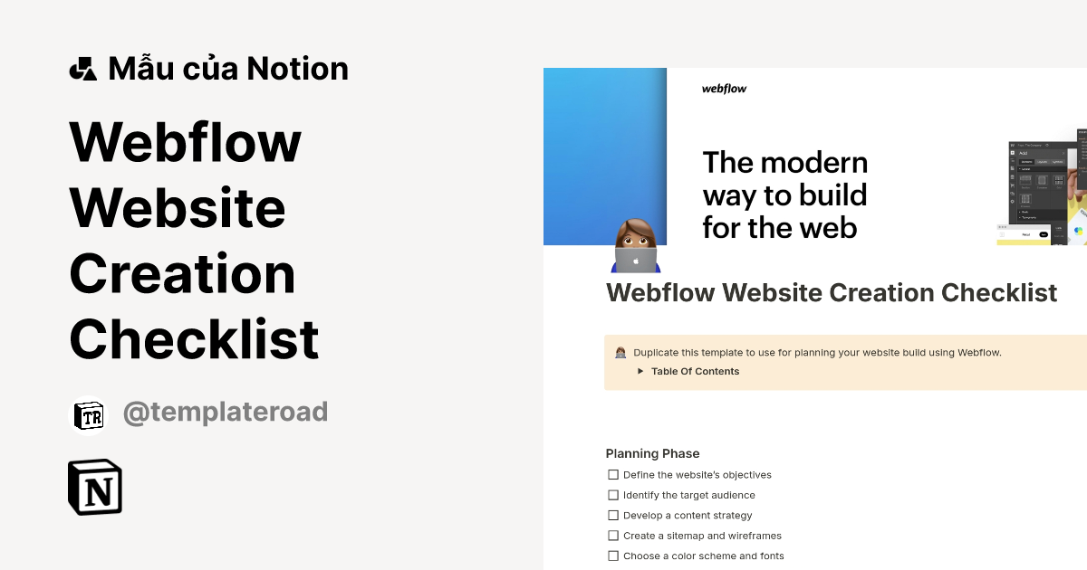 Webflow Website Creation Checklist Mẫu do Template Road tạo | Thị ...