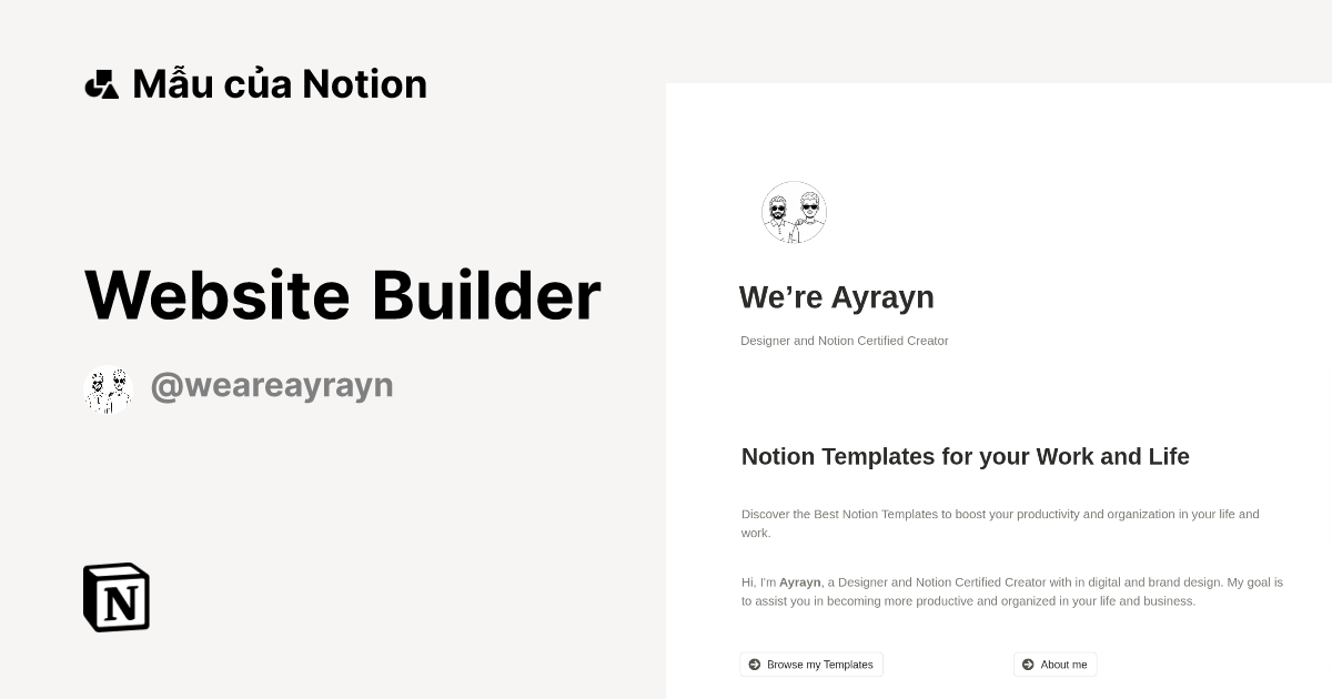 Mẫu Website Builder | Thị trường Notion