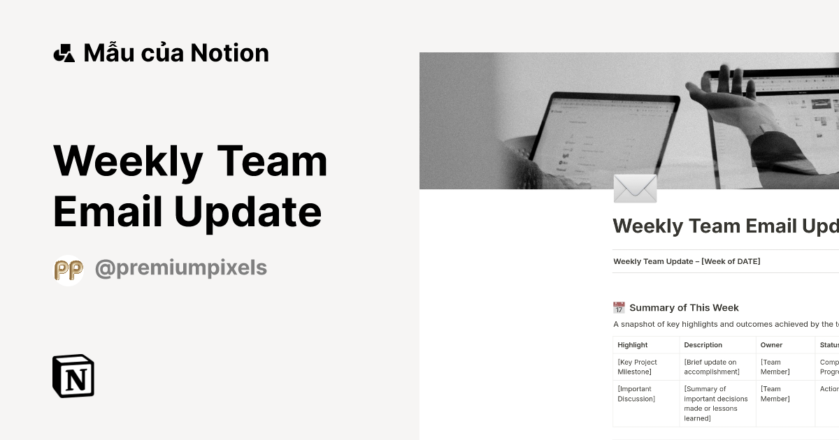 Mẫu Weekly Team Email Update | Thị trường Notion