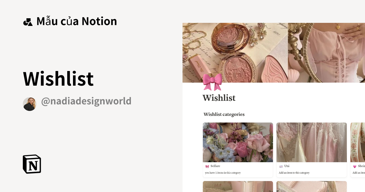 Mẫu Wishlist | Thị trường Notion