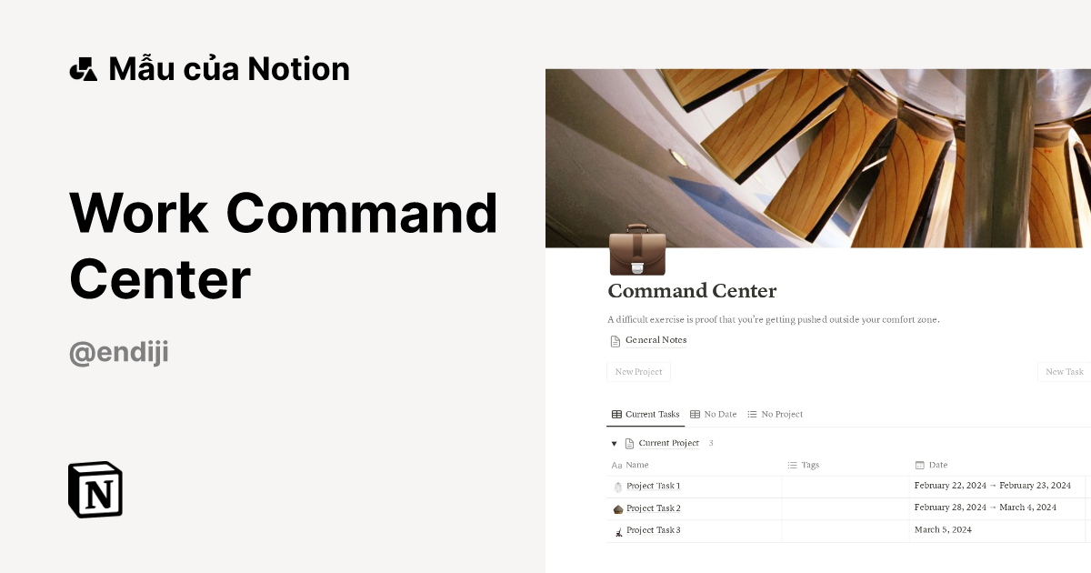 Work Command Center Mẫu do Nick @ Endiji tạo | Thị trường Notion
